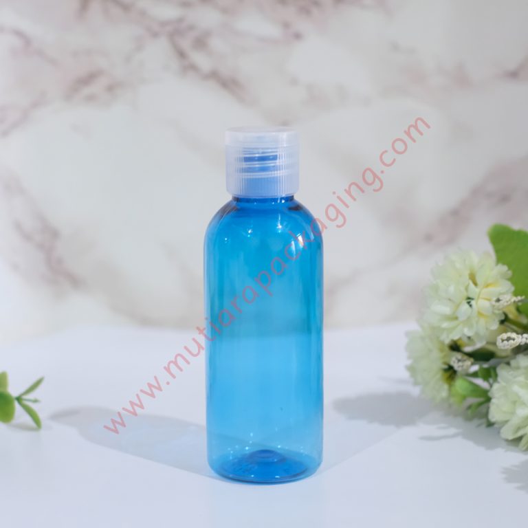 jual botol kosmetik botol fliptop 60ml biru tutup natural murah berkualitas