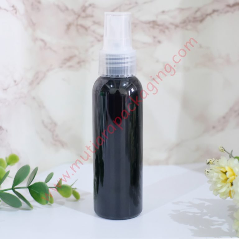 jual botol kosmetik botol spray 100ml hitam tutup hitam murah berkualitas